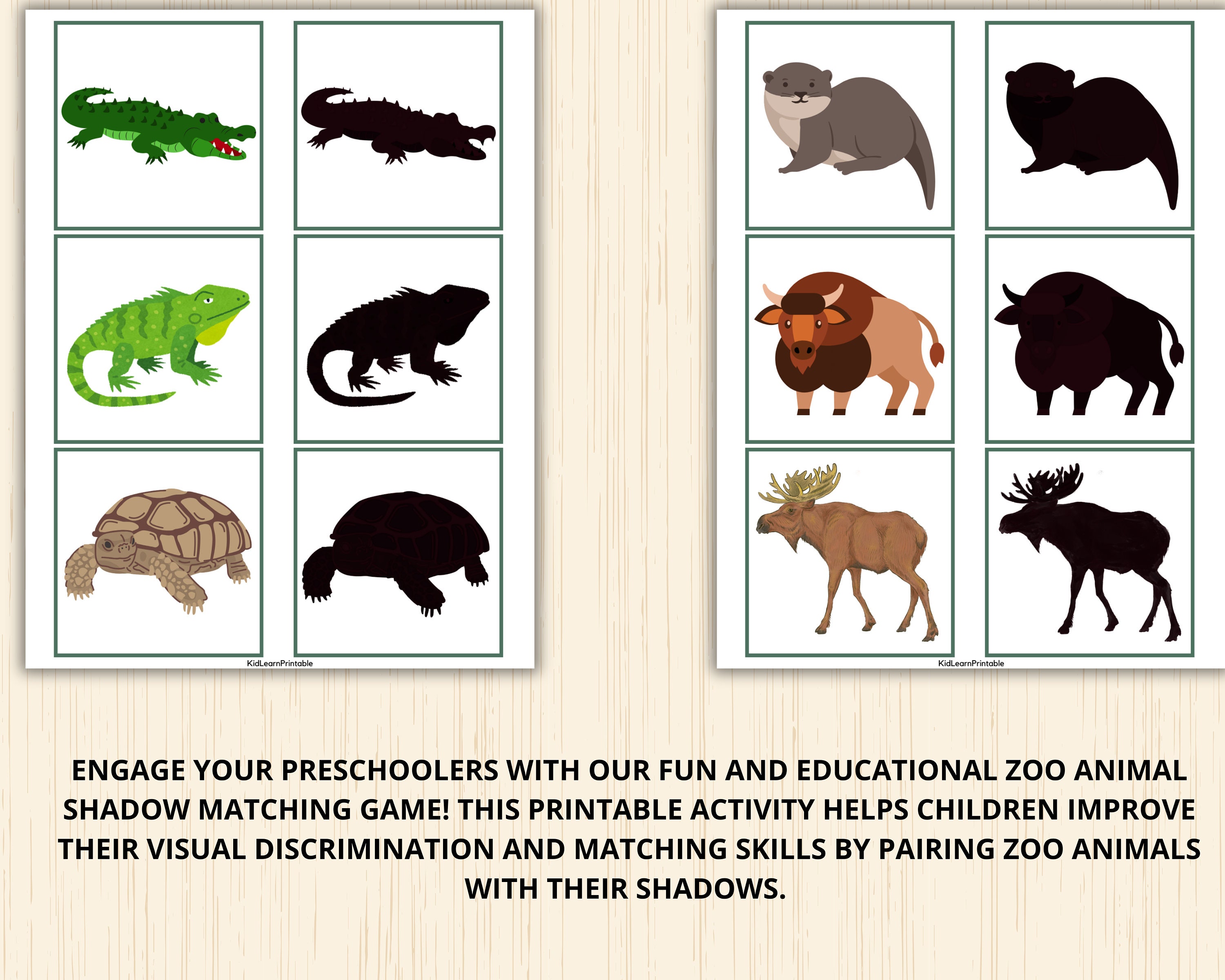 Zoo Animals Shadow Matching Game,wild Animals Matching,animal Matching ...