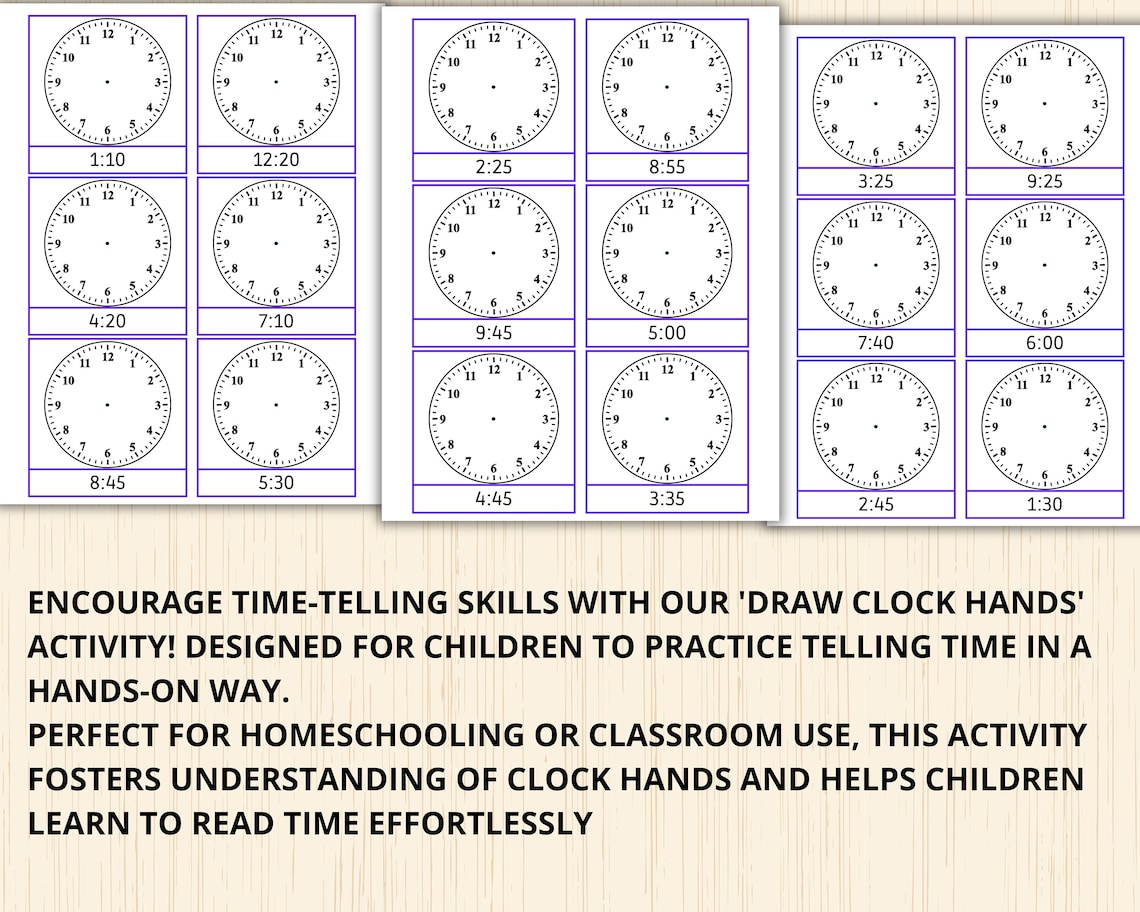 Draw Clock Hands, Clock Activity, Telling Time,learn the Time ...