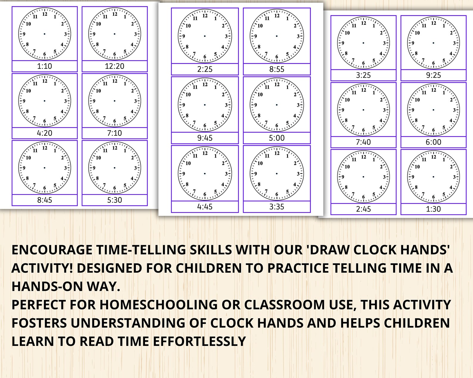 Draw Clock Hands, Clock Activity, Telling Time,learn the Time ...