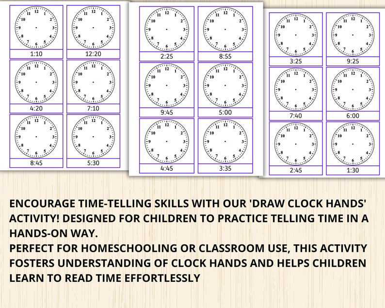 Draw Clock Hands, Clock Activity, Telling Time,learn the Time ...