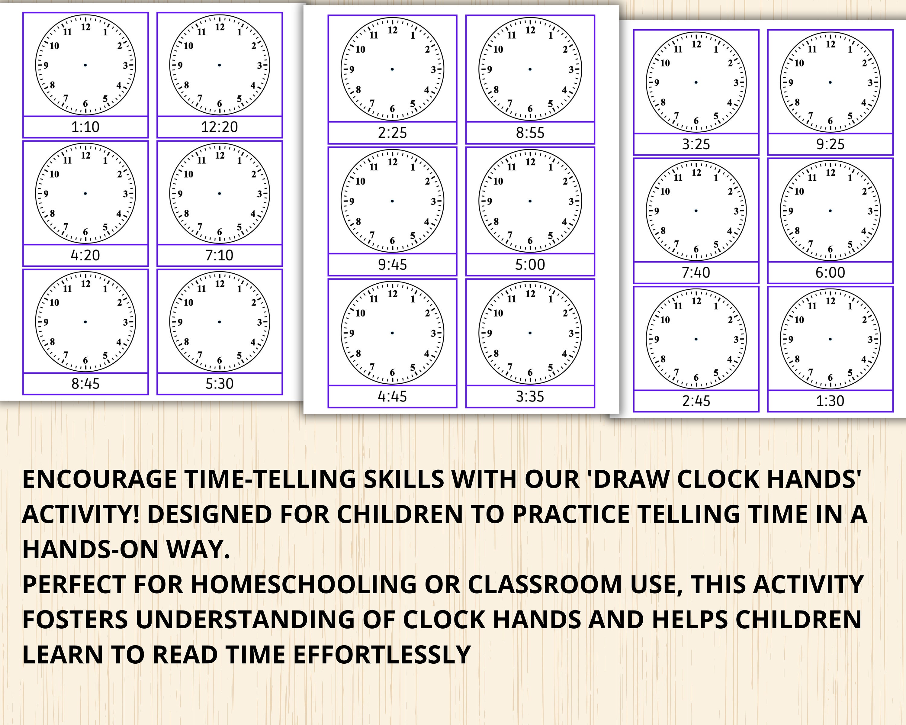 Draw Clock Hands, Clock Activity, Telling Time,learn the Time ...