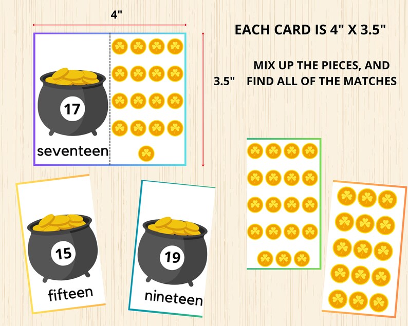 Numbers Matching Game, St. Patrick's Day Math,learn to Count, Preschool ...