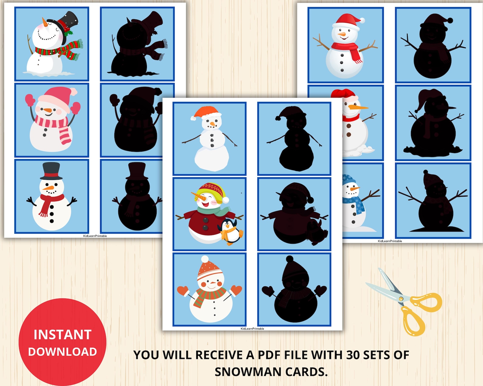 Winter Shadow Matching,christmas Winter Game,snowman Shadow Matching ...