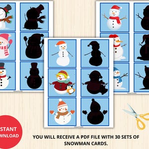 Winter Shadow Matching,christmas Winter Game,snowman Shadow Matching ...