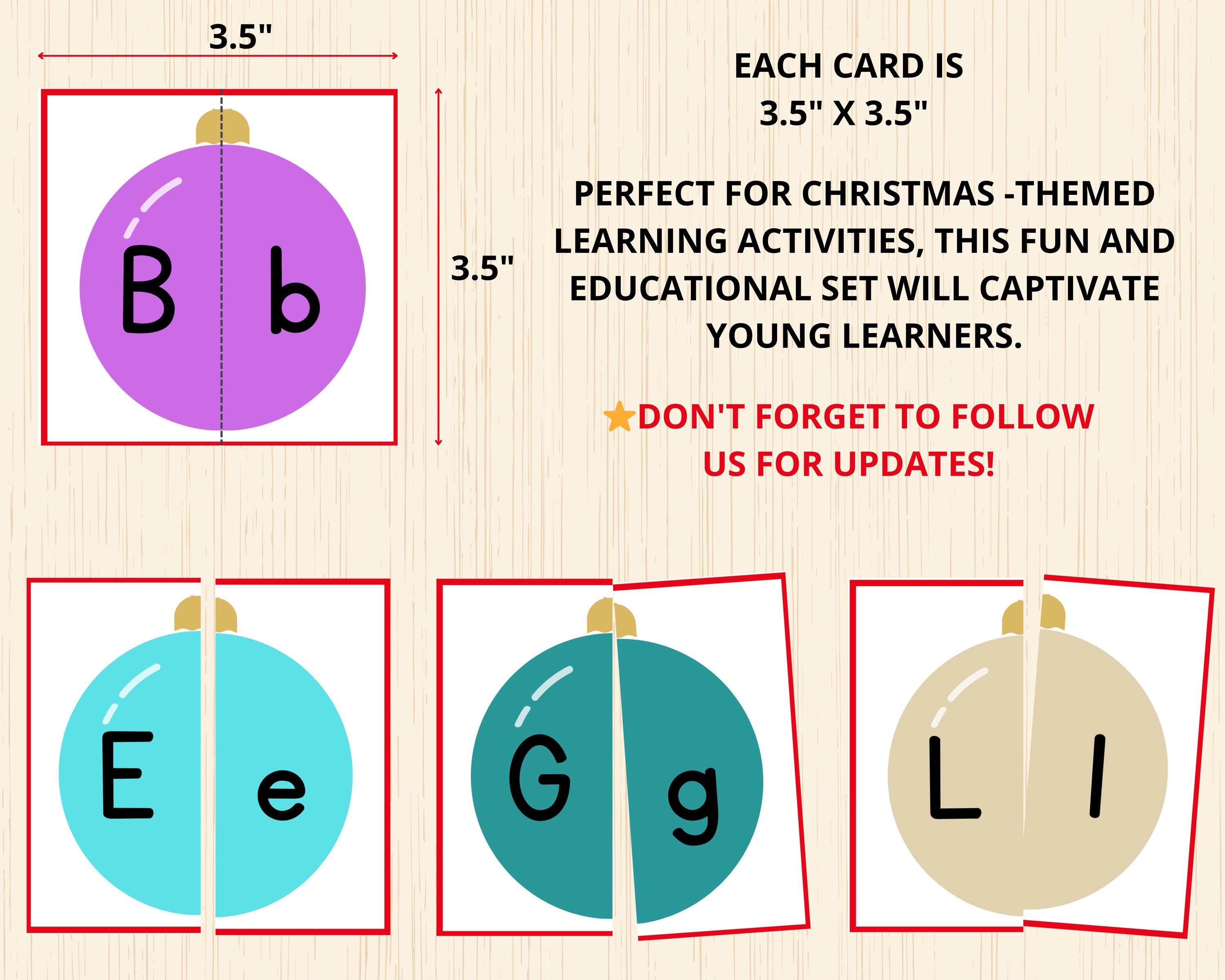 Ornament Letter Match,winter Alphabet Matching,uppercase Lowercase ...