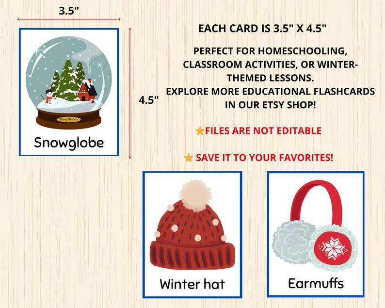 Winter Flashcards,winter Vocabulary,winter Montessori Preschool,holiday ...