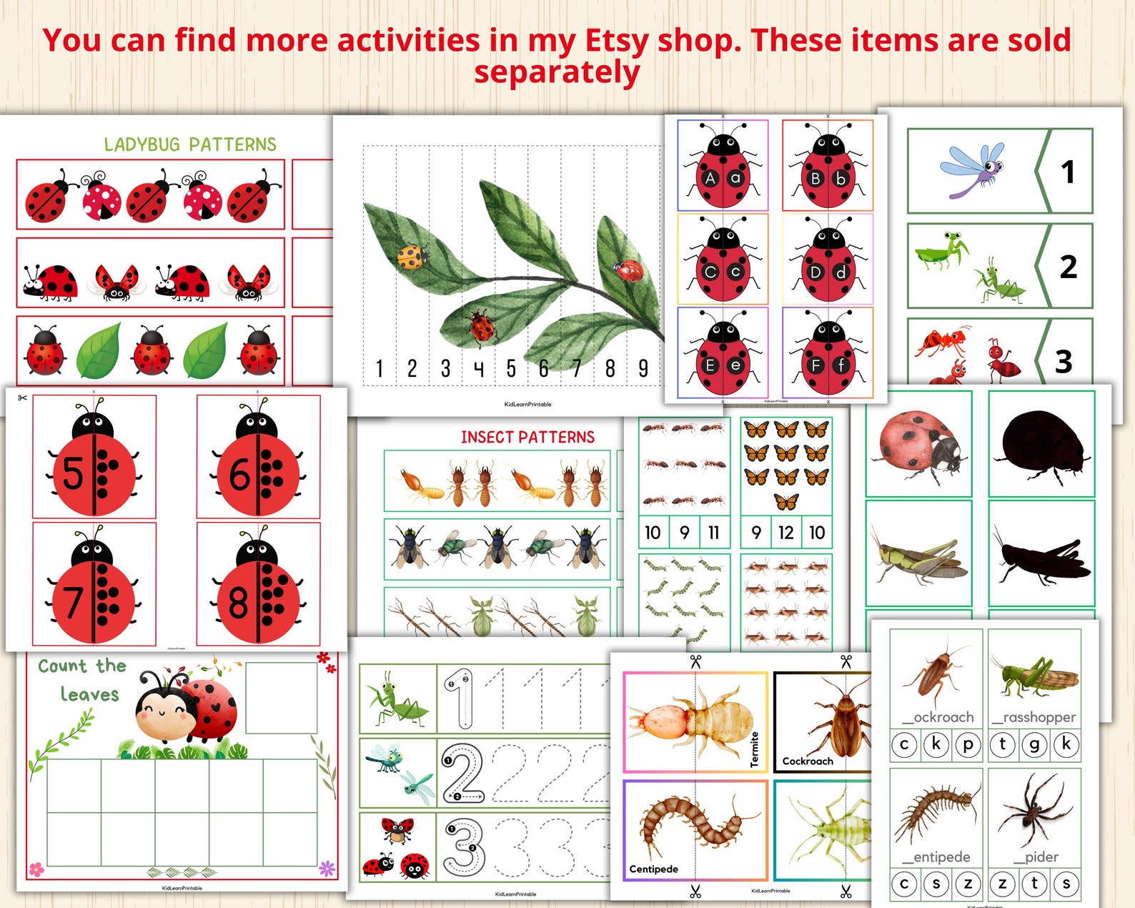Ladybug Number Match,preschool Math Game,ladybug Puzzle,prek Math ...