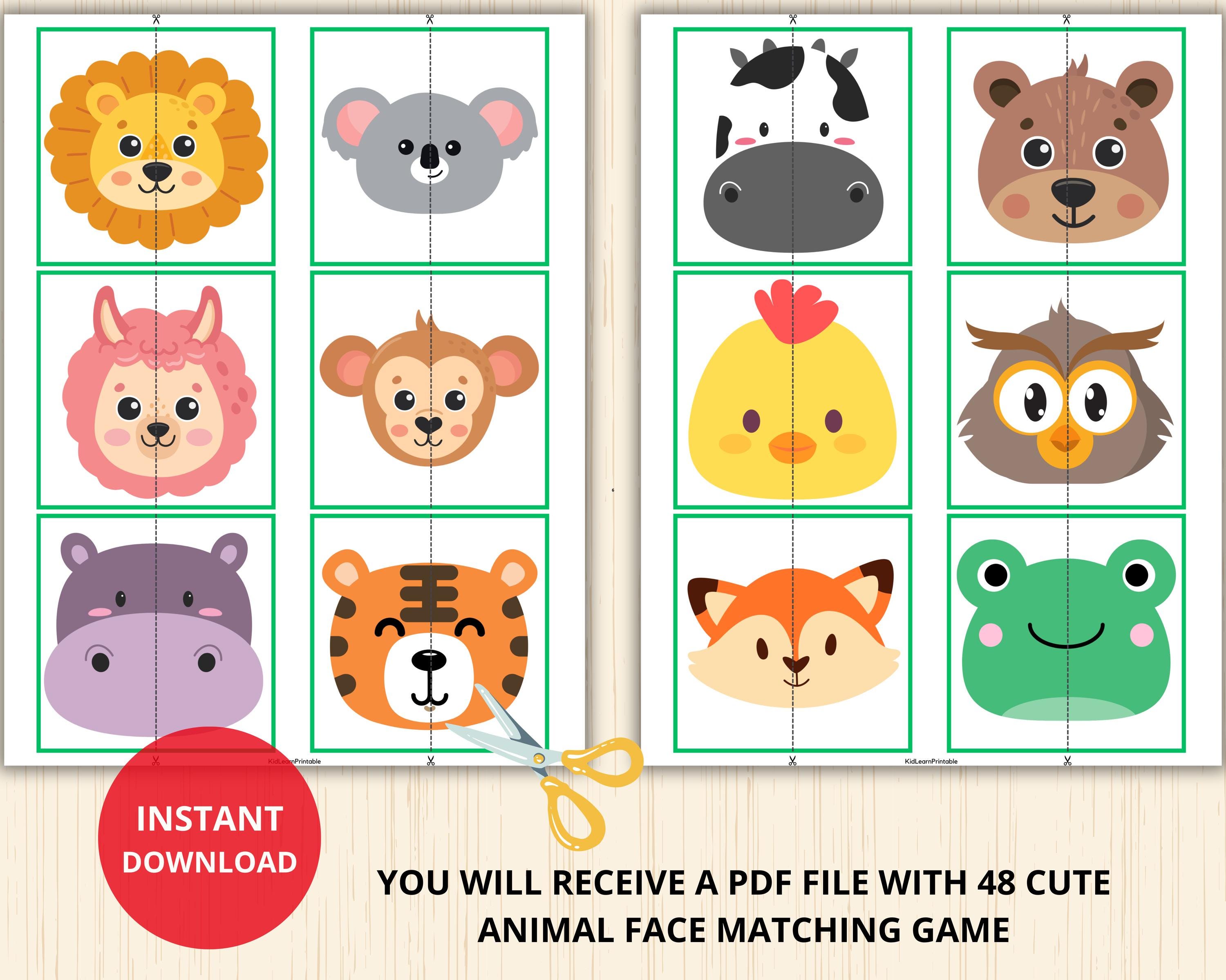 Animals Matching Game for Kids,animals Symmetry Puzzle,animals Puzzle,2 ...