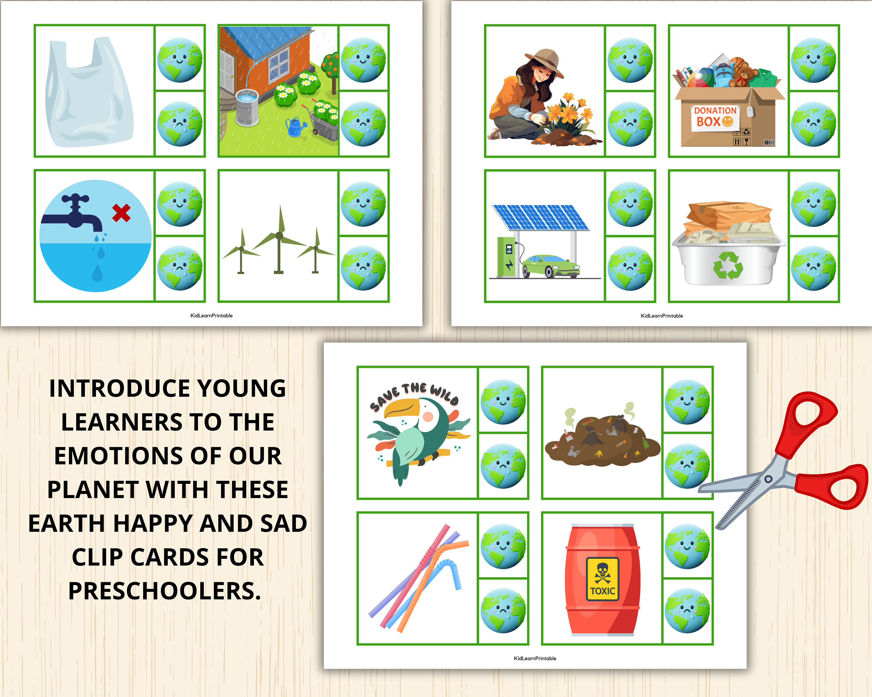 Earth Day Preschool Activity,happy Earth,sad Earth,earth Day Busy Book ...
