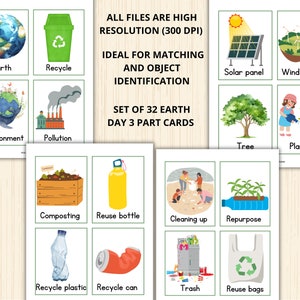 Earth Day Montessori 3 Part Cards,earth Day Flashcards,ecology Cards ...