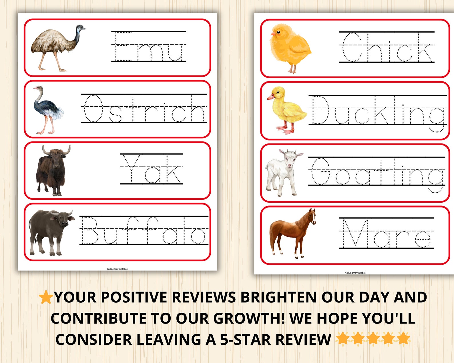 Farm Animals Word Tracing Cards,farm Words Tracing,farm Montessori,farm ...
