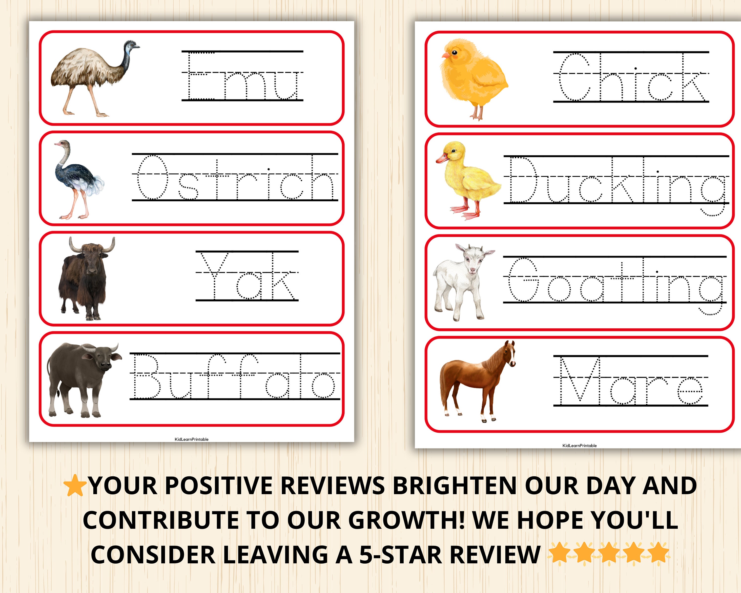 Farm Animals Word Tracing Cards,farm Words Tracing,farm Montessori,farm ...