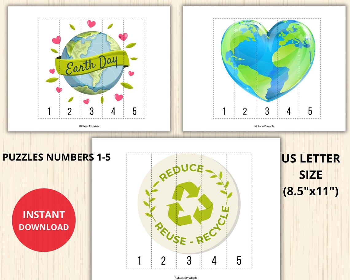 Earth Day Puzzles,earth Day Preschool,number Sequence Puzzles,1-10 ...