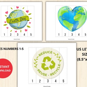 Earth Day Puzzles,earth Day Preschool,number Sequence Puzzles,1-10 ...