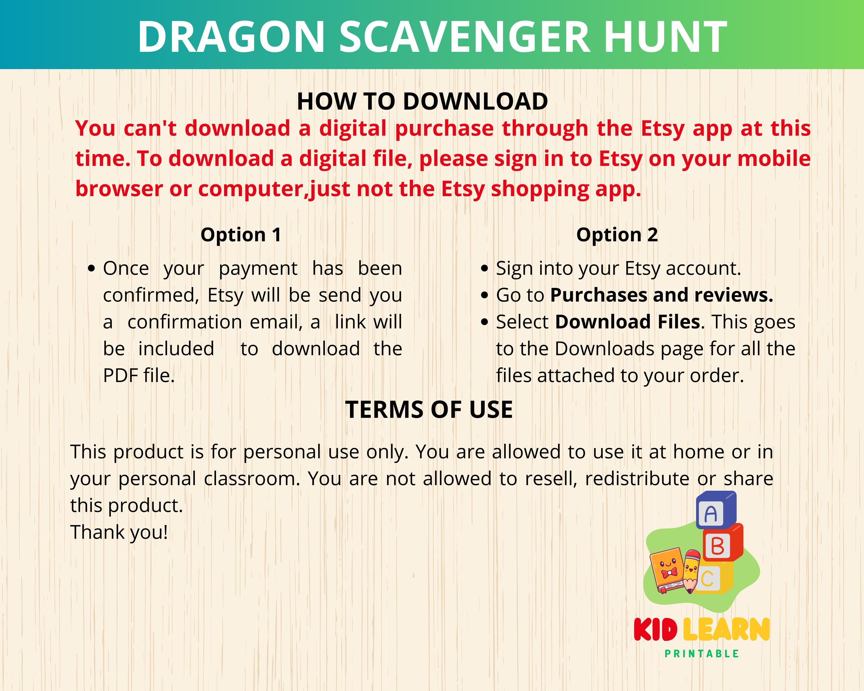 Dragon Scavenger Hunt,dragon Party Game,fairy Tale Party Game,dragon ...