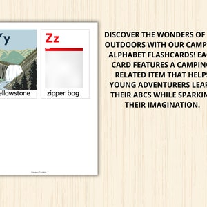 Camping Alphabet Cards,camping Flashcards,camping Montessori,camp Cards ...