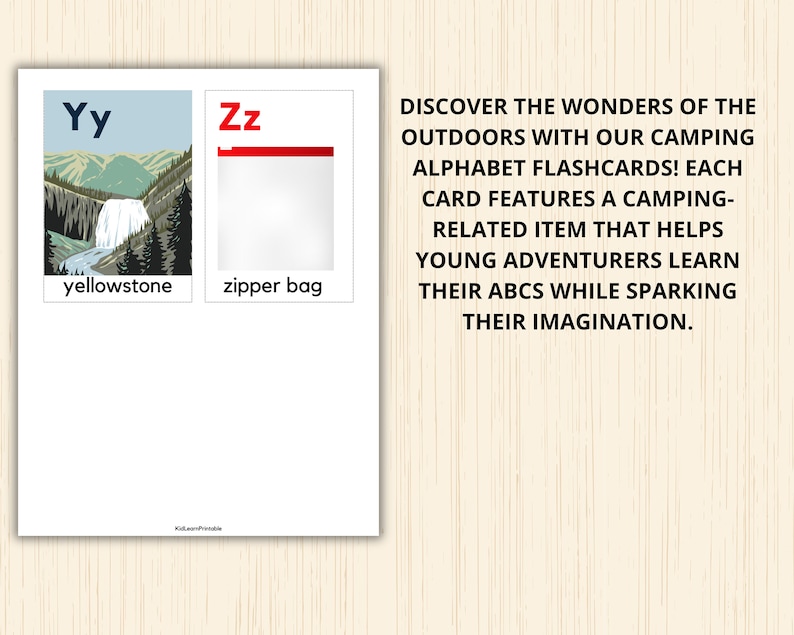 Camping Alphabet Cards,camping Flashcards,camping Montessori,camp Cards ...
