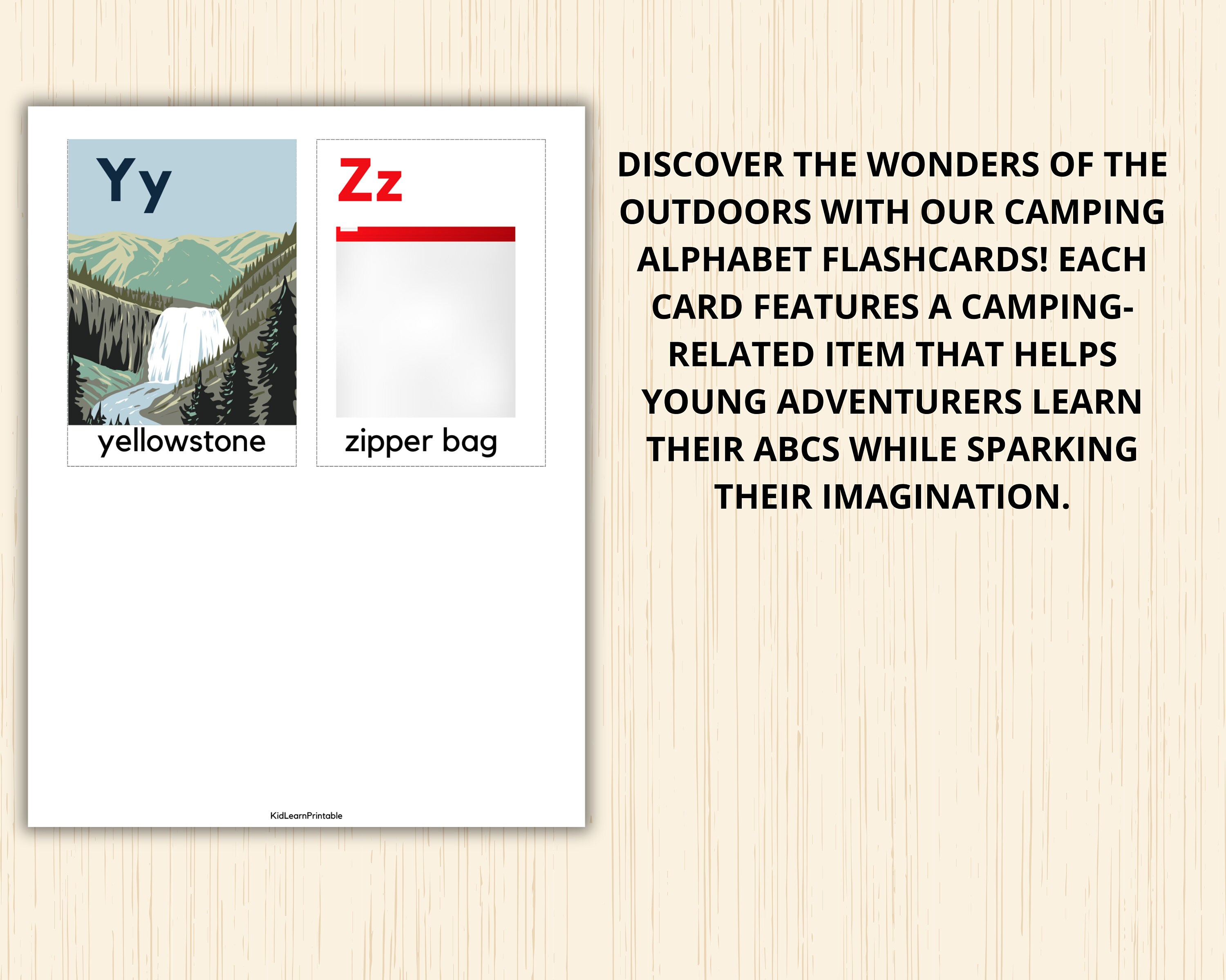 Camping Alphabet Cards,camping Flashcards,camping Montessori,camp Cards ...