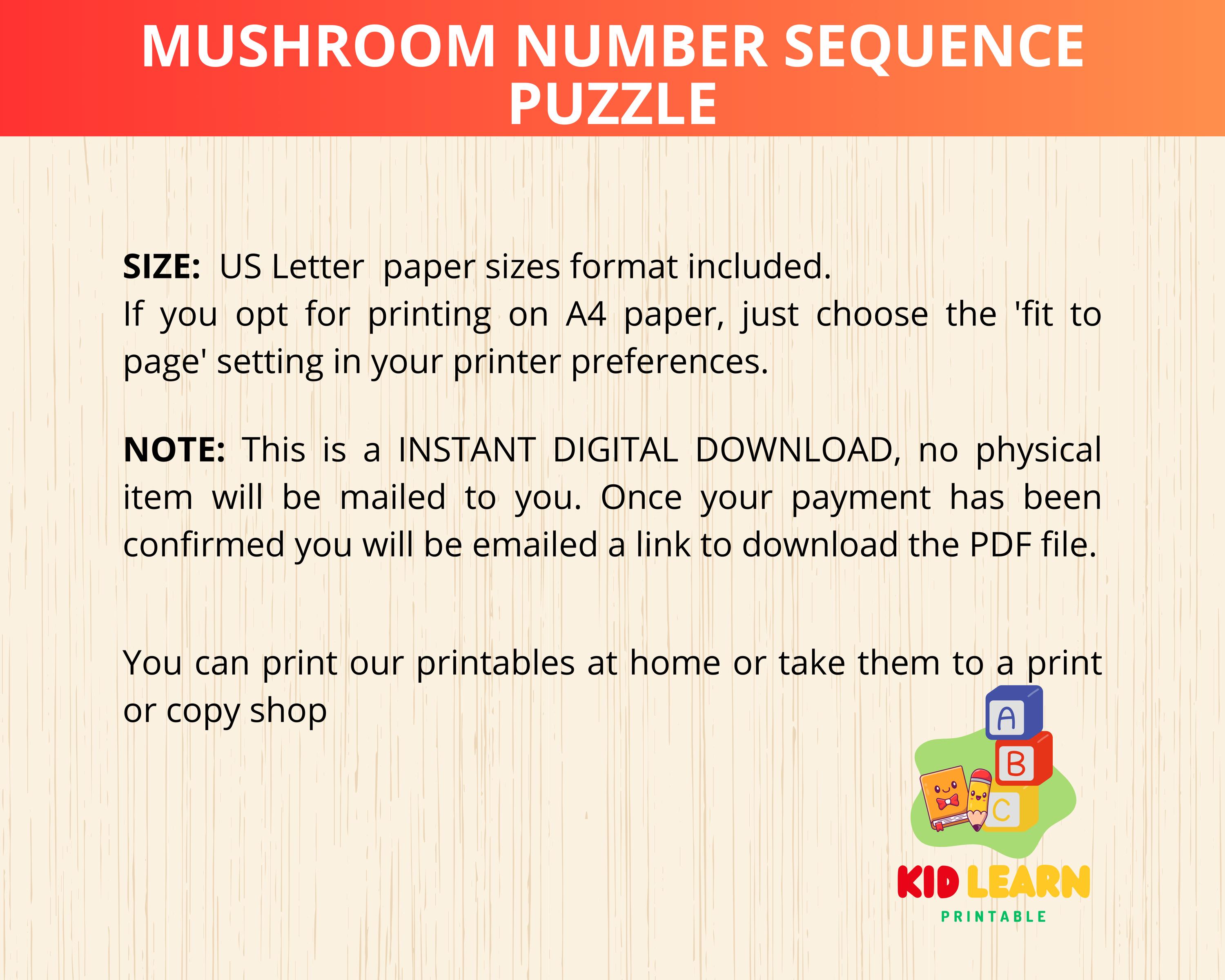 Preschool Autumn,mushroom Puzzle Number Sequence,mushroom Number ...