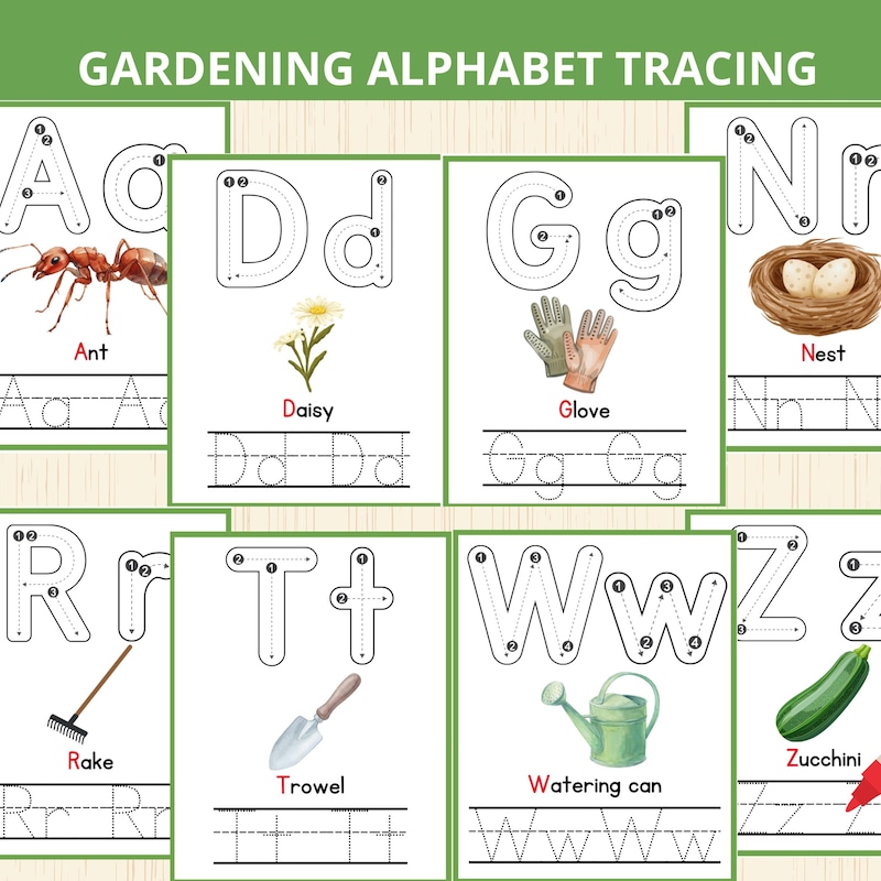 Tracing Alphabet Spring - Etsy