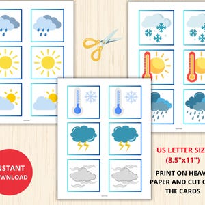 Weather Memory Game,weather Activity,weather Matching Game,weather ...