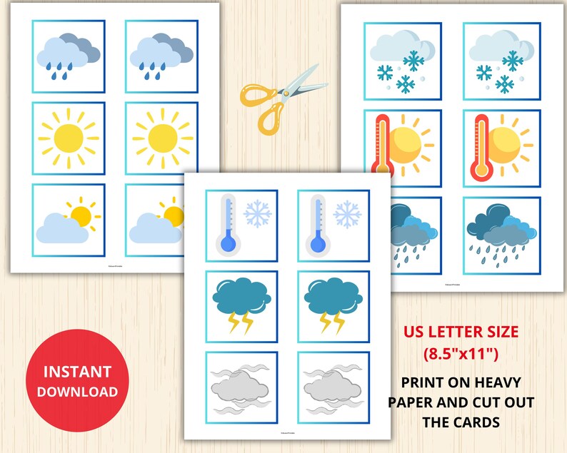 Weather Memory Game,weather Activity,weather Matching Game,weather ...