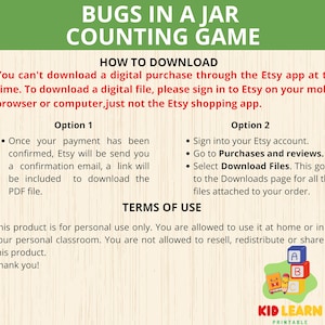 Bug in a Jar Counting Activity, Pretend Play,insect Busy Book, Bug Unit ...