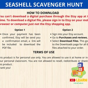 Seashell Scavenger Hunt,ocean Treasure Hunt,ocean Scavenger Hunt ...