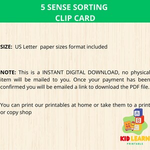 5 Senses Clip Cards, Five Senses Sorting Activity Game, Sort and Match ...