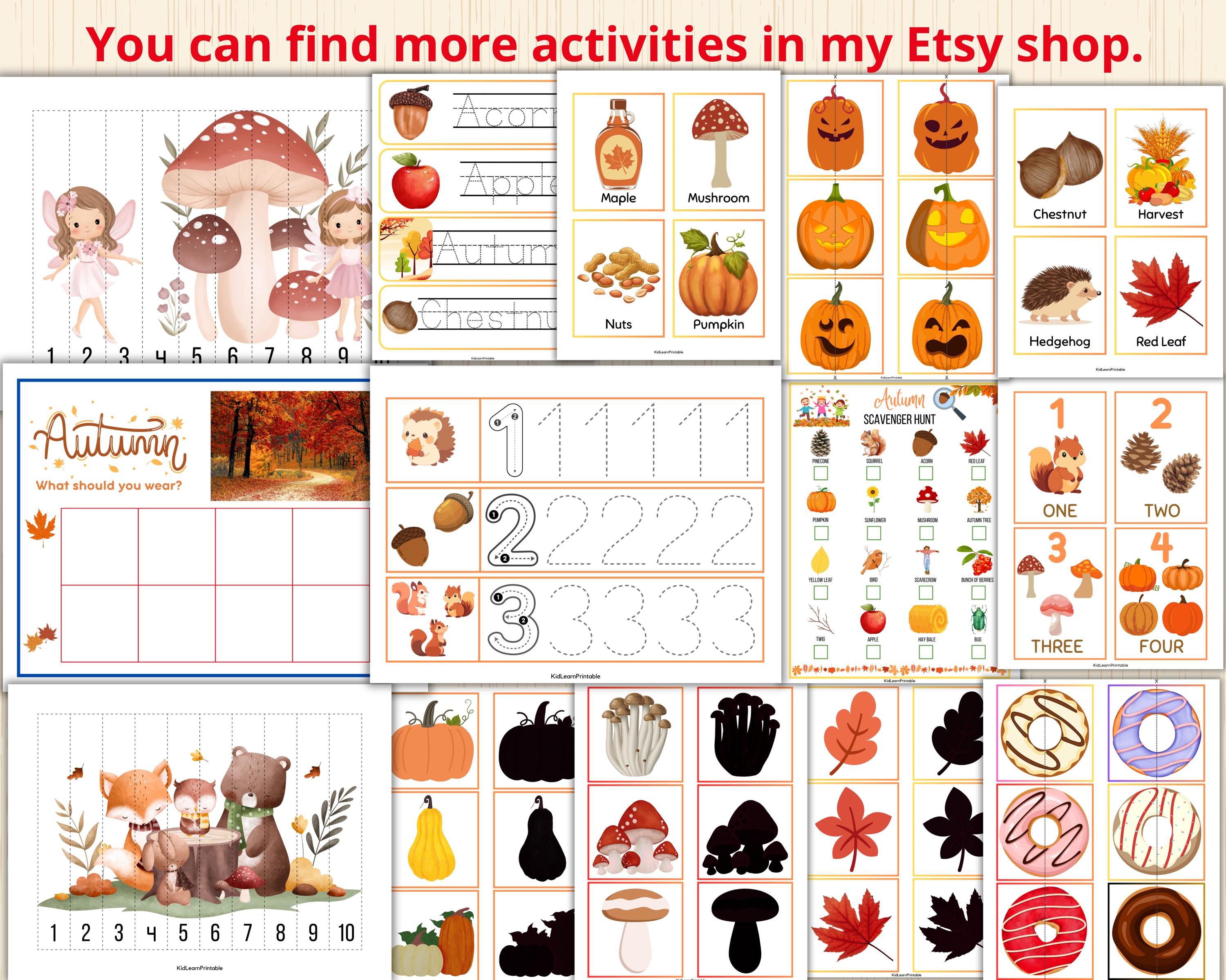 Autumn Tracing Worksheets,fall Trace Practice,fine Motor Skills,fall ...