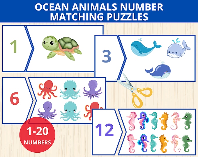 Ocean Number 1-10 Flashcards,sea Animals Number Cards,sea Animals ...