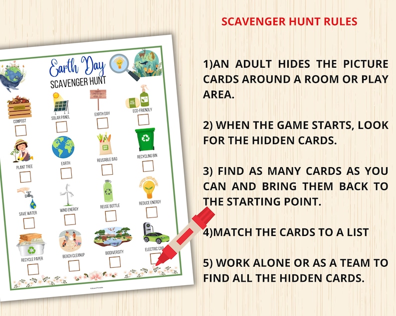 Earth Day Scavenger Hunt,nature Treasure Hunt,earth Day Activity,earth ...