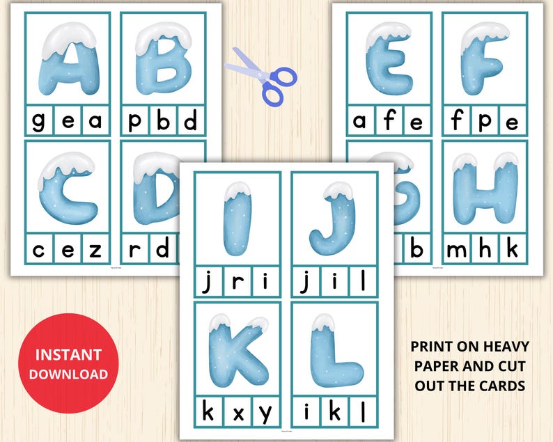 Winter Alphabet Activity,alphabet Match and Clip Cards,uppercase and ...