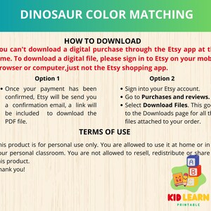 Dinosaur Color Match,dinosaur Preschool Activity,color Sorting Game ...