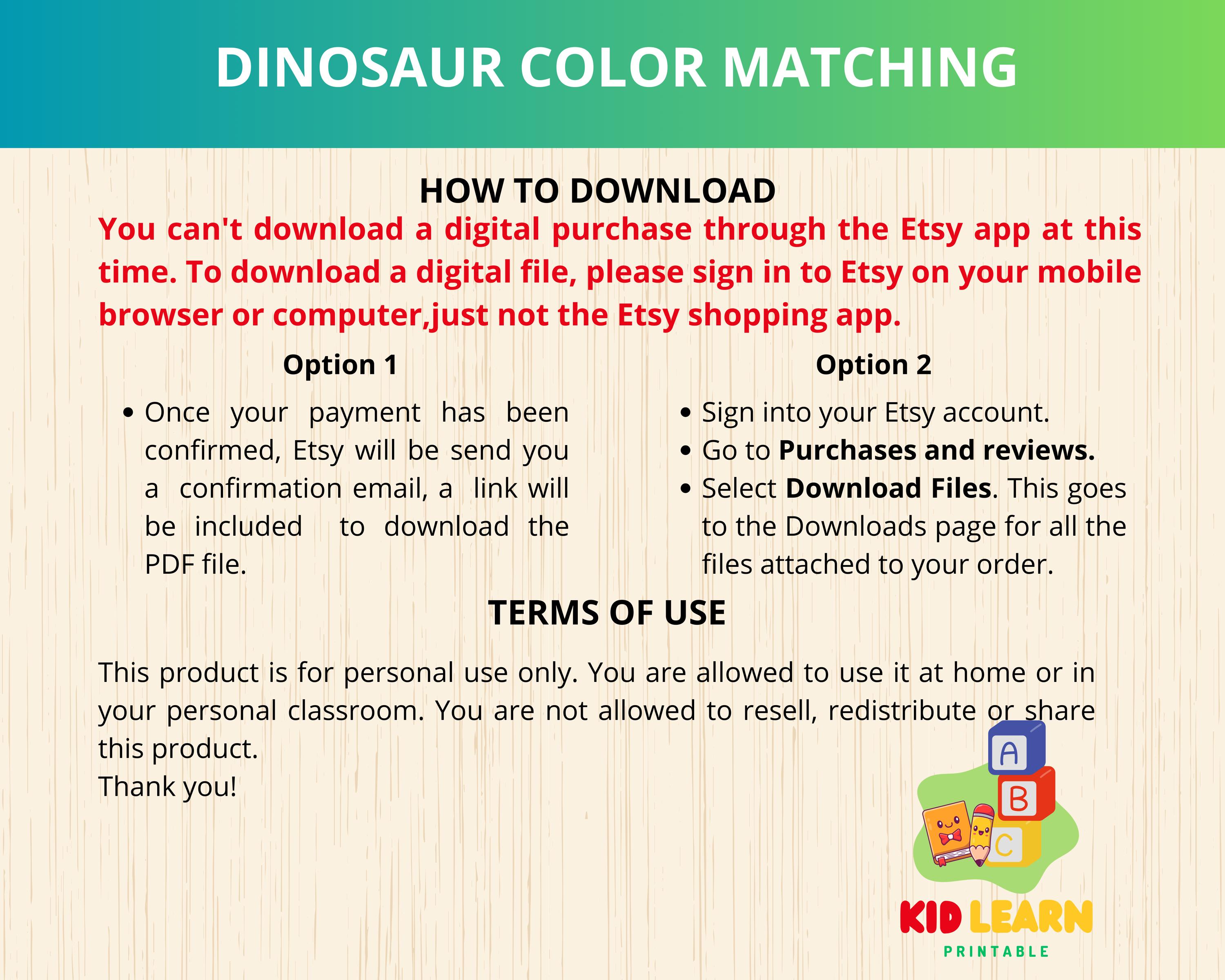 Dinosaur Color Match,dinosaur Preschool Activity,color Sorting Game ...