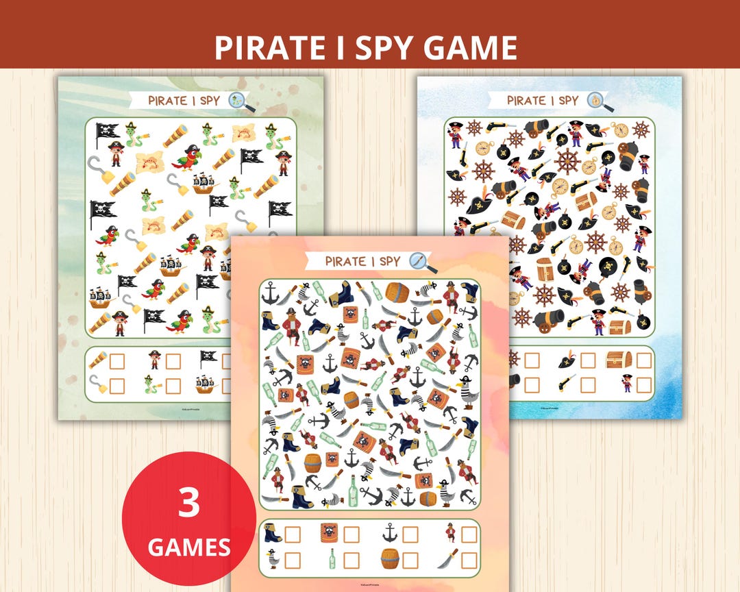Pirates I Spy Games,look & Find,pirate Birthday Party,counting Activity ...