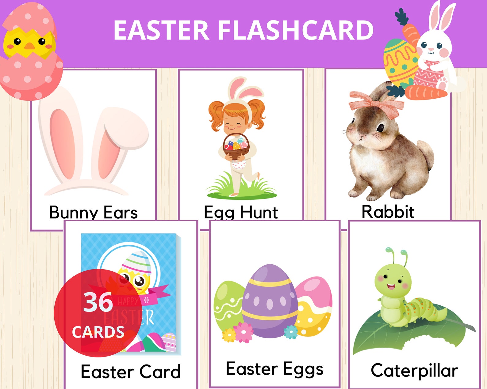 Easter Montessori Flashcards for Kids Easter Flash Cards Spring ...
