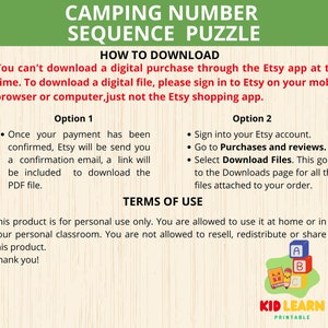 Camping Puzzle,camping Number Sequence,numbers 1-10,camping Summer ...