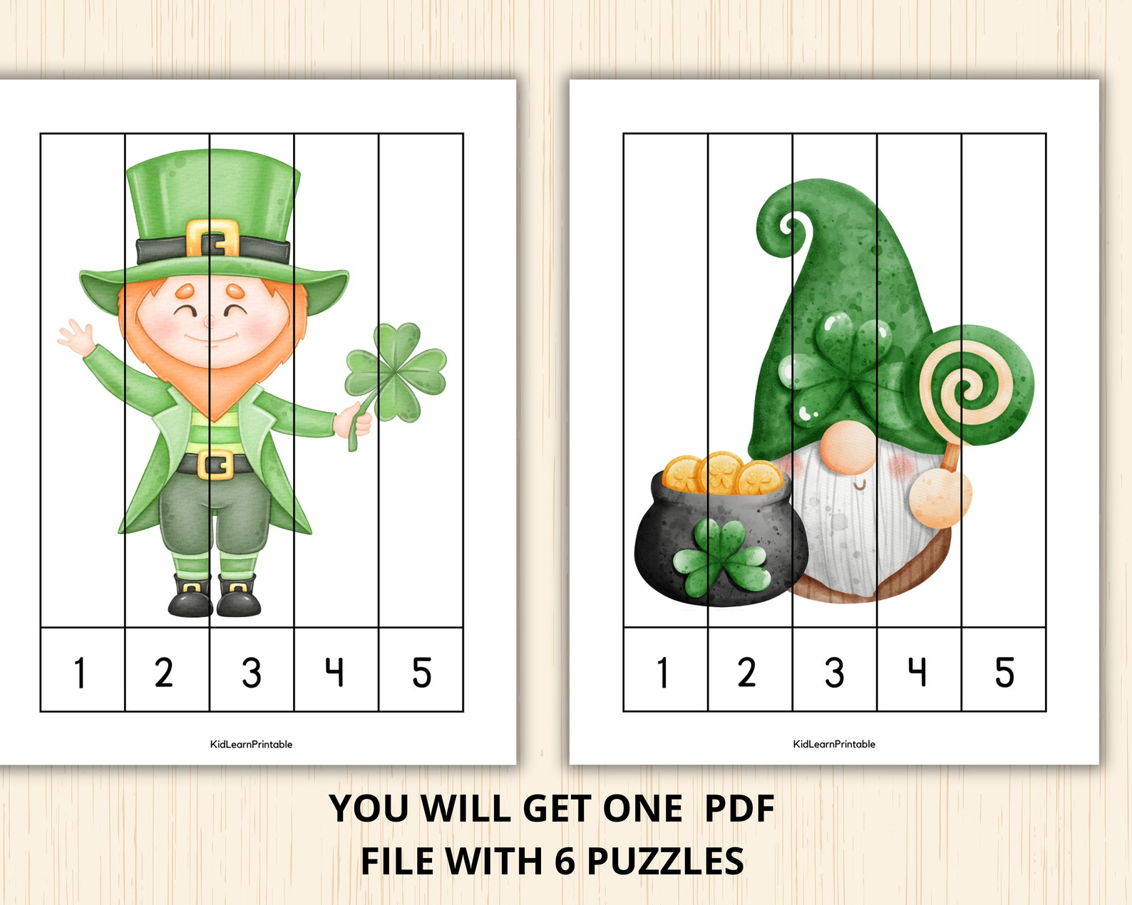 St. Patrick's Day Number Puzzles, Montessori Spring Printable,number ...