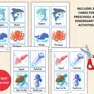Ocean Montessori 3 Part Cards,sea Animals Vocabulary Cards,ocean Animal ...