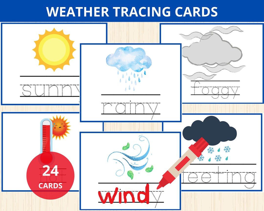 Weather Tracing Cards, Weather Preschool,montessori,letter Tracing ...