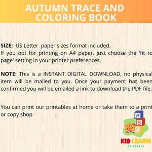 Autumn Tracing Worksheets,fall Trace Practice,fine Motor Skills,fall ...