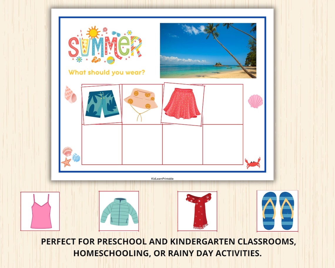 Clothes Sorting Activity,season Wear Activities,weather Dress up Game ...