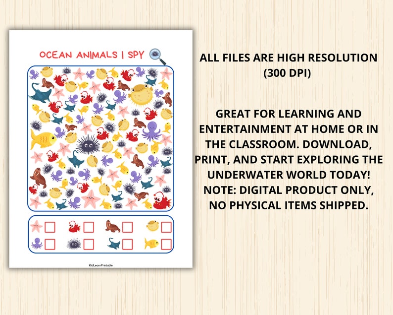 Ocean Animals I Spy Counting Activity,under the Sea,look and Find ...