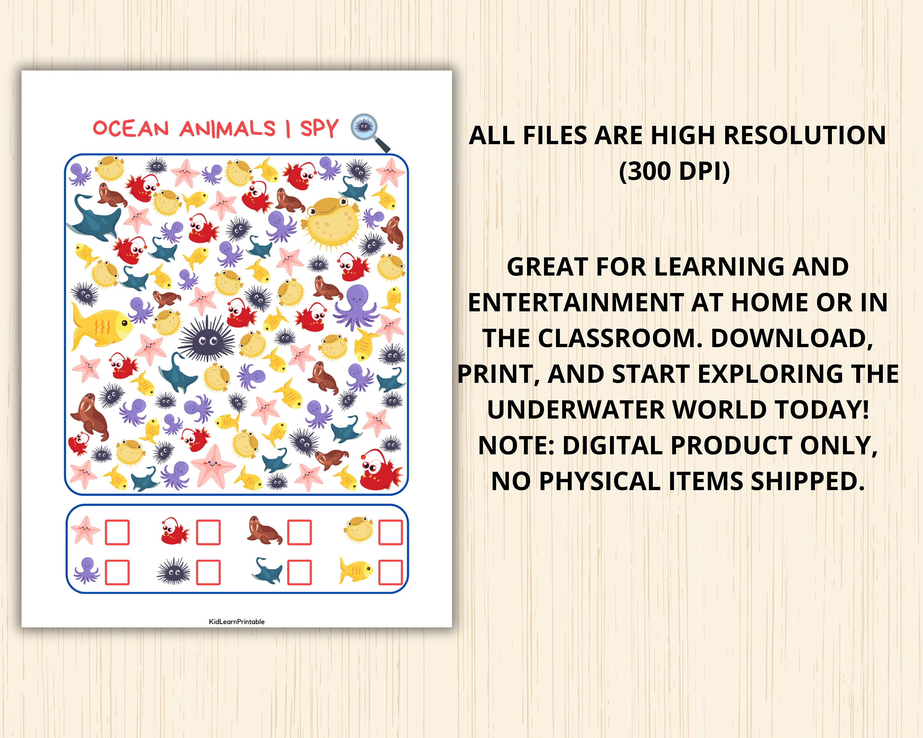 Ocean Animals I Spy Counting Activity,under the Sea,look and Find ...