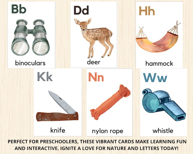 Camping Alphabet Cards,camping Flashcards,camping Montessori,camp Cards ...