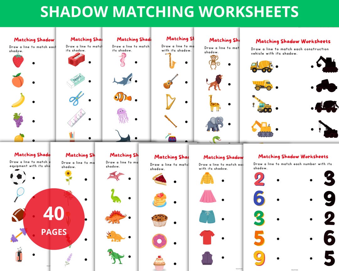 Shadow Matching Worksheets,match the Picture,matching Game,matching ...