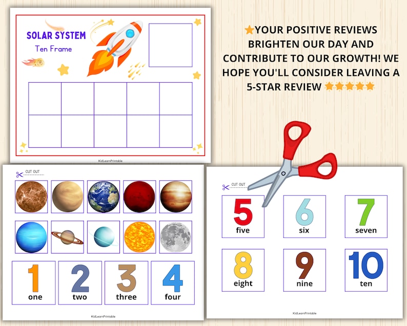 Solar System Ten Frame,printable Solar System,solar System Flash Cards ...