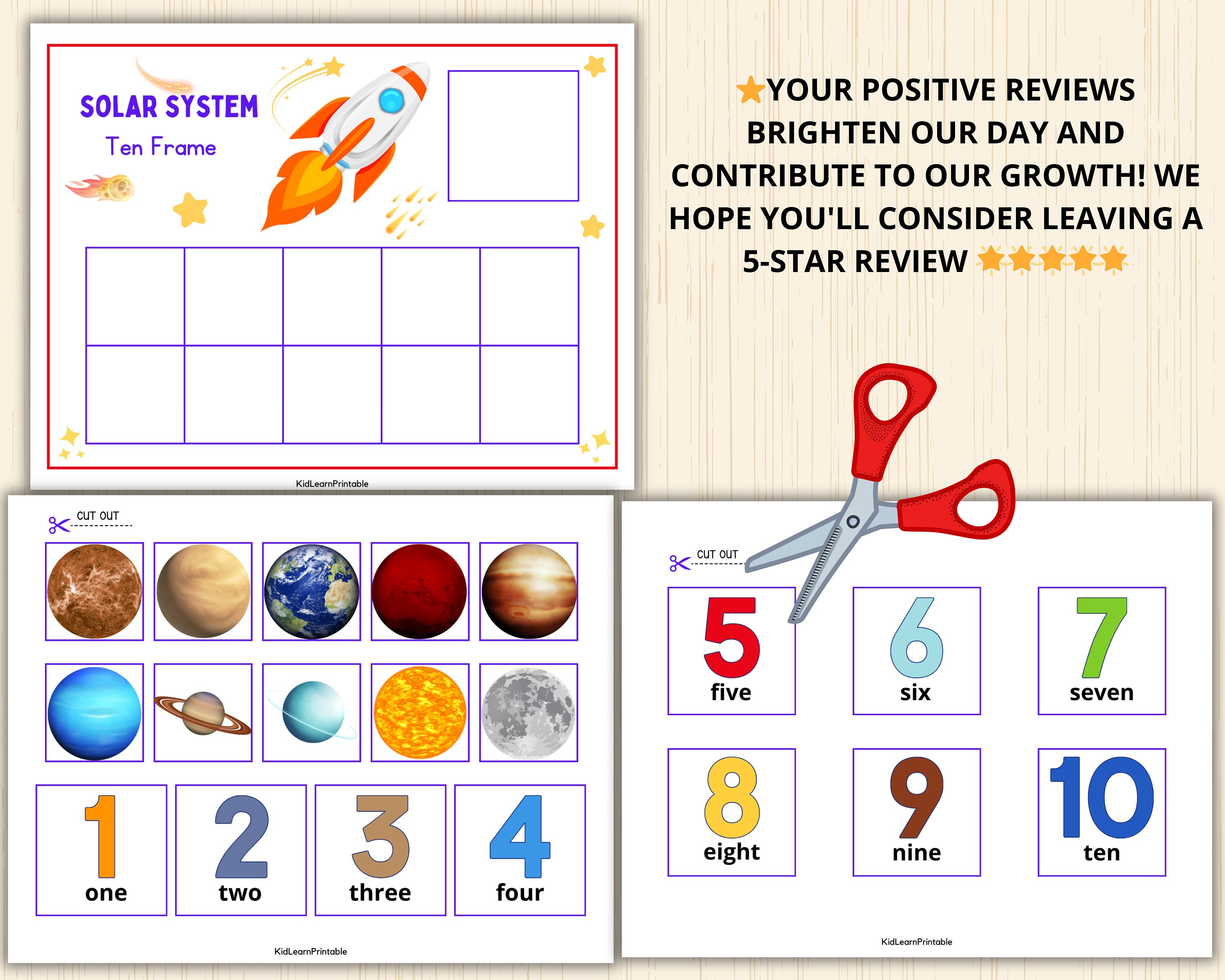 Solar System Ten Frame,printable Solar System,solar System Flash Cards ...