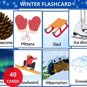 Winter Flashcards,winter Vocabulary,winter Montessori Preschool,holiday ...